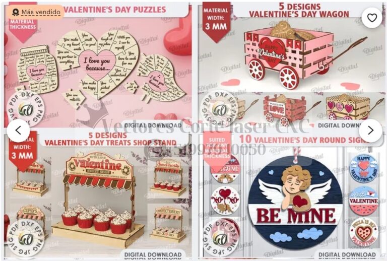 Mega paquete de corte laser para el dia de san valentin con catalogo ...