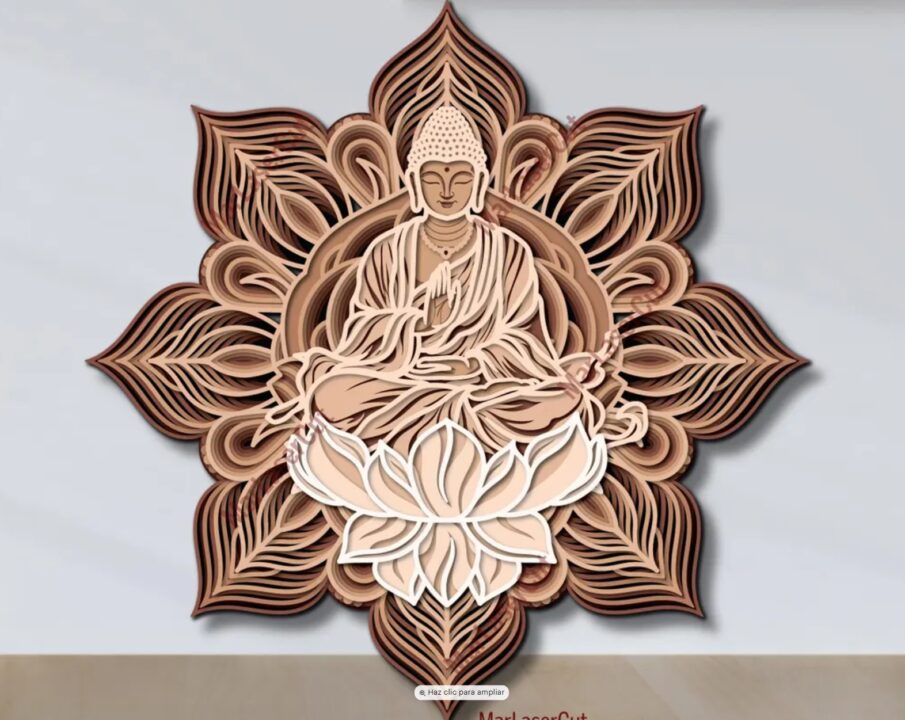 Mandala Buda Multicapa para corte láser – Armonía visual con diseño ...