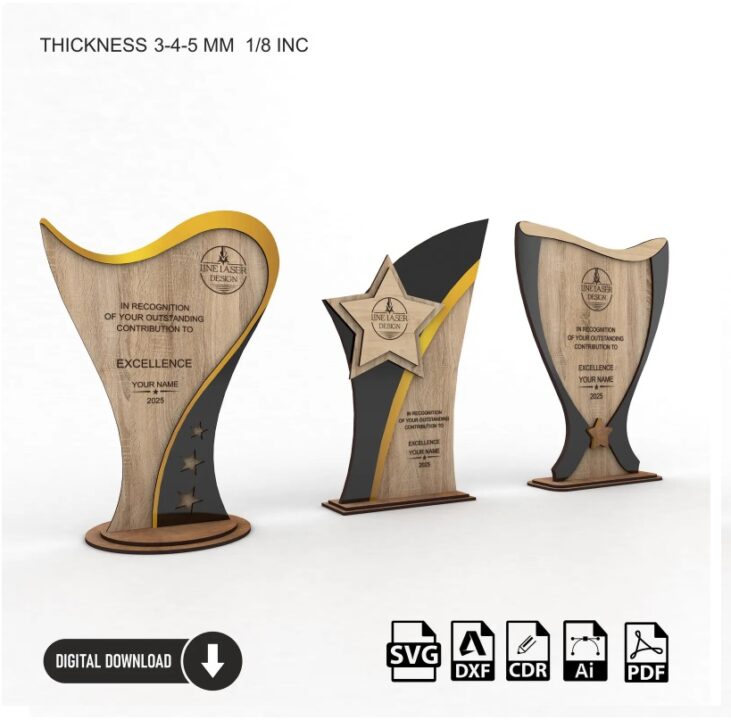 Plantilla de 3 Trofeos Modernos para Corte Láser – Tu bunker de ...